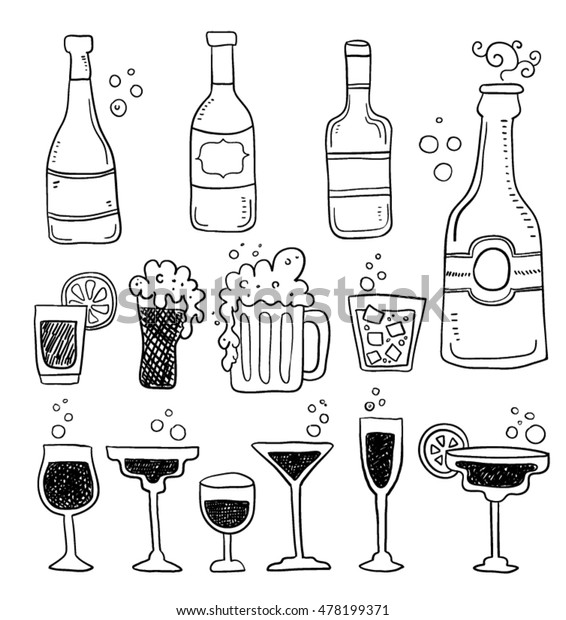 Alcohol Doodles Set Stock Vector (Royalty Free) 478199371