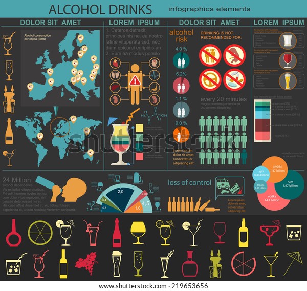 Alcohol Drinks Infographic Vector Illustration 스톡 벡터(로열티 프리) 219653656 ...