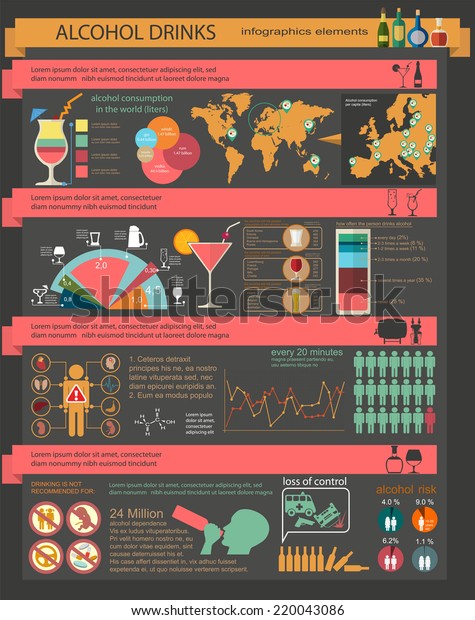 Alcohol Drinks Infographic Vector Illustration 스톡 벡터(로열티 프리) 220043086