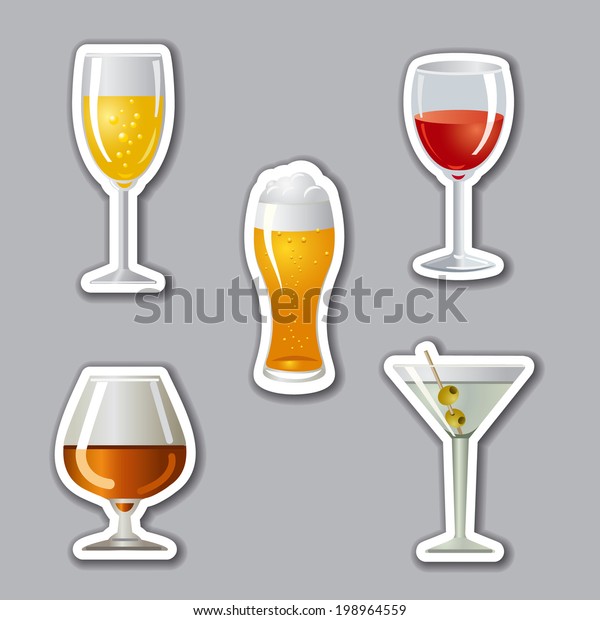 Alcohol Drinks Stickers Stock Vector (Royalty Free) 198964559 ...