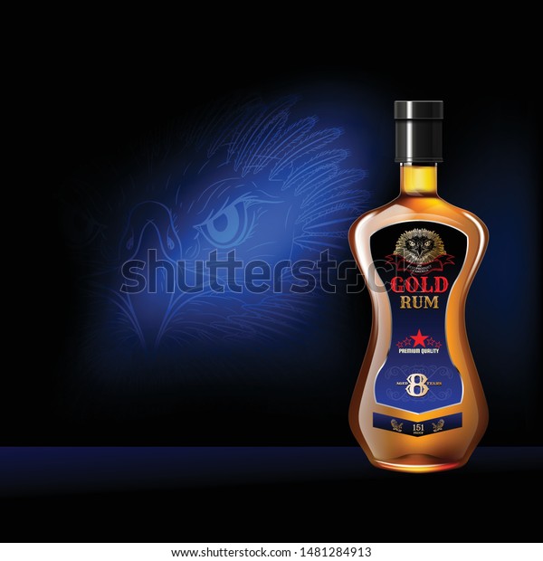 Alcohol Gold Rum Packaging Design Template Stock Vector (Royalty Free ...
