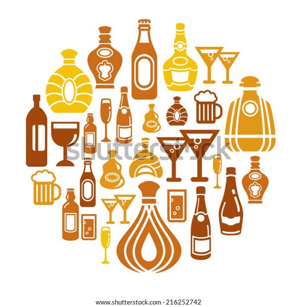 Alcohol Icons Circle Shape Stock Vector (Royalty Free) 216252742 ...