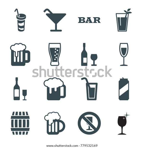 Alcohol Icons Set 16 Editable Filled Stock Vector (Royalty Free) 779532169
