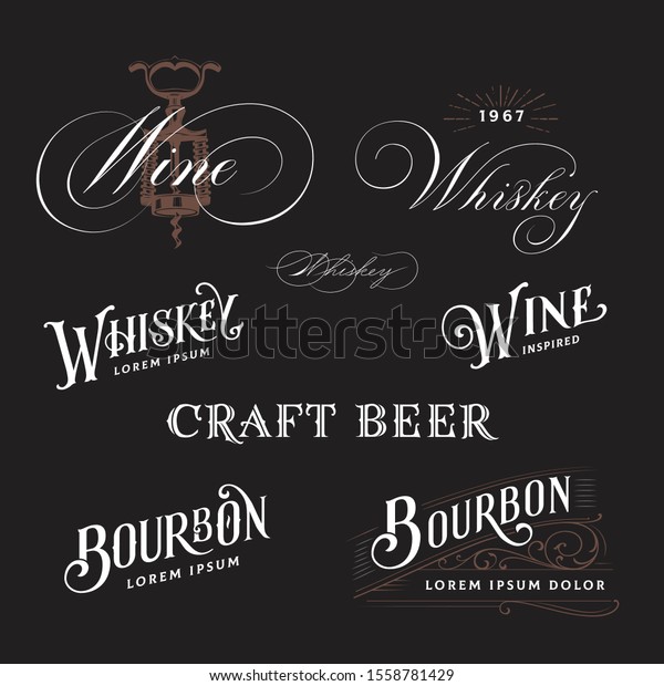 Alcohol Lettering Hand Lettered Logos Wine Stock Vector (Royalty Free ...