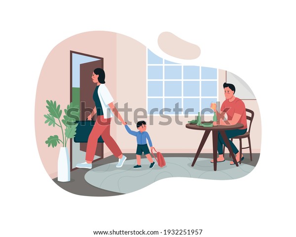 Alcoholic father 2D vector web banner, poster. Addict husband. Parents ...