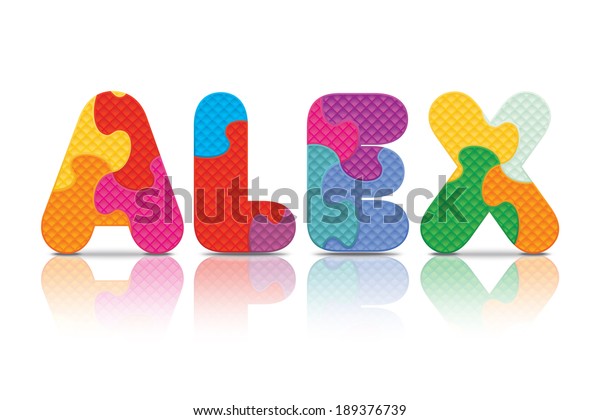 Alex Written Alphabet Puzzle Vector Illustration Stock Vector (Royalty ...