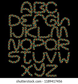 Vektor Stok Alfabet Letters Schematic Dnastructure Filling (Tanpa ...