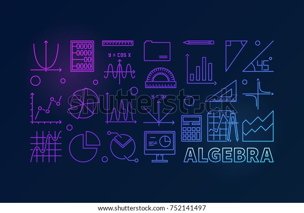 Algebra Vector Colorful Outline Illustration Banner Stock Vector ...