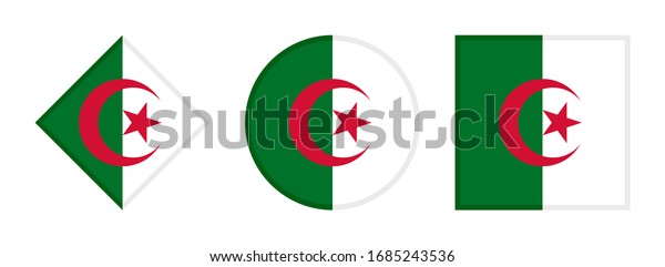 Algeria Flag Icon Set Isolated On Stock Vector (Royalty Free ...