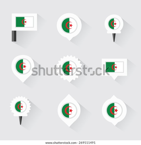 Algeria Flag Pins Infographic Map Design: vector de stock (libre de ...