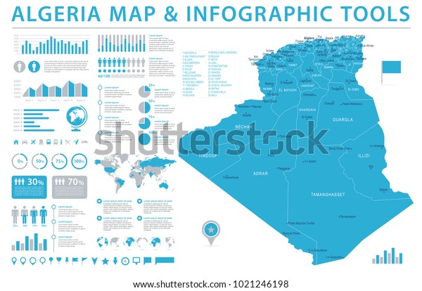 Algeria Map Detailed Info Graphic Vector Stock Vector (Royalty Free ...