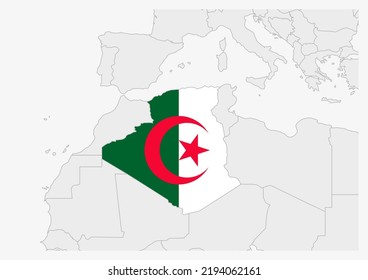 Algeria Map Highlighted Algeria Flag Colors Stock Vector (Royalty Free ...