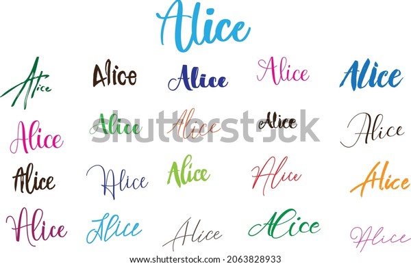 Alice Girl Name Multi Fonts Typography Stock Vector (Royalty Free ...