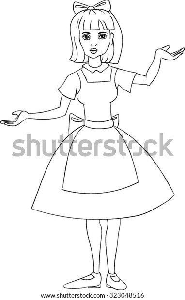 Alice Outline Vector Illustration: vector de stock (libre de regalías ...