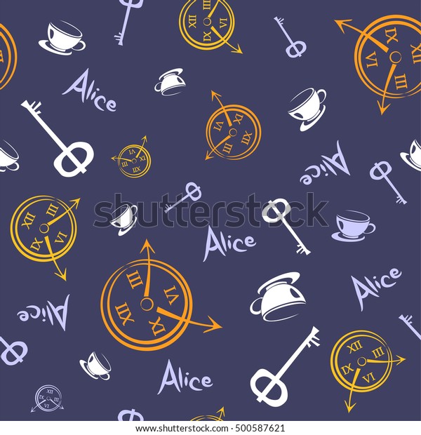 Alice Wonderland Background Seamless Pattern Stock Vector (Royalty Free ...