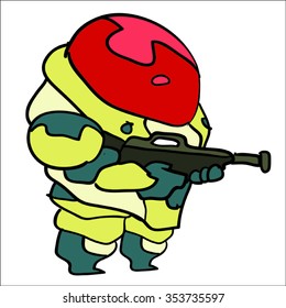 Vektor Stok Alien Bad Guy Army Cartoon Shooting (Tanpa Royalti ...