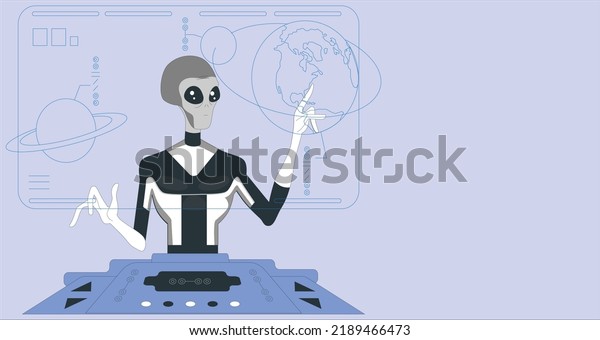 Alien Control Spaceship Hologram Cartoon Spaceship Stock Vector ...
