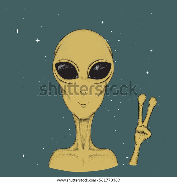 Alien met de hand getekende vector: stockvector (rechtenvrij) 561770389 ...