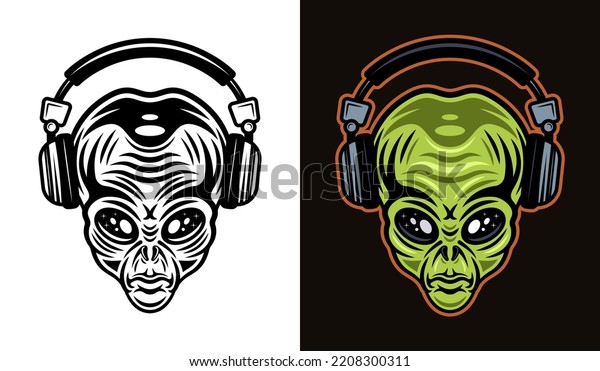 Alien Head Headphones Set Vector Illustration Stock Vector (Royalty ...