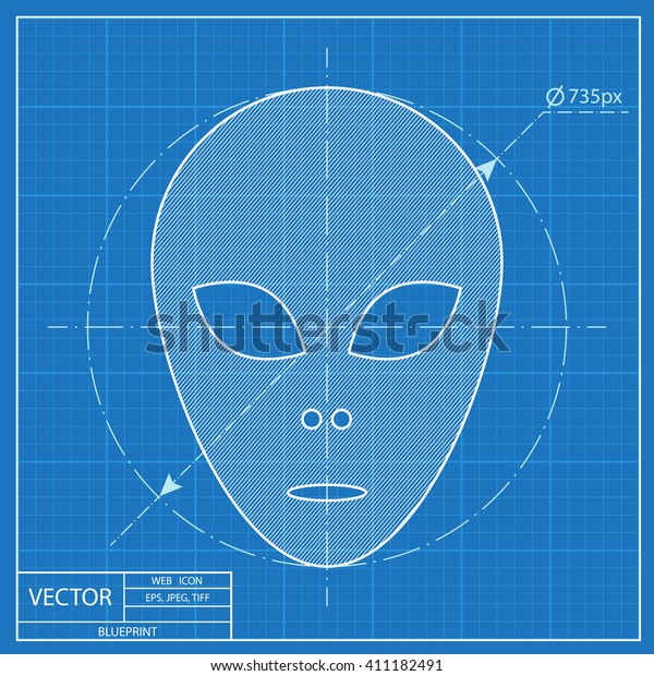 Alien Icon Blueprint Style Stock Vector (Royalty Free) 411182491 ...