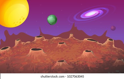 Alien Landscape Purple Space Sky Stock Vector (Royalty Free) 1027063045 ...