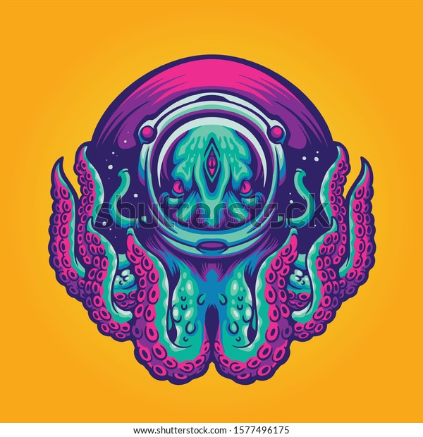 Alien Octopus Character Design Illustration Stock Vector (Royalty Free ...