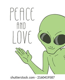 Alien Peace Love Message Design Stock Vector (Royalty Free) 2160419587 ...