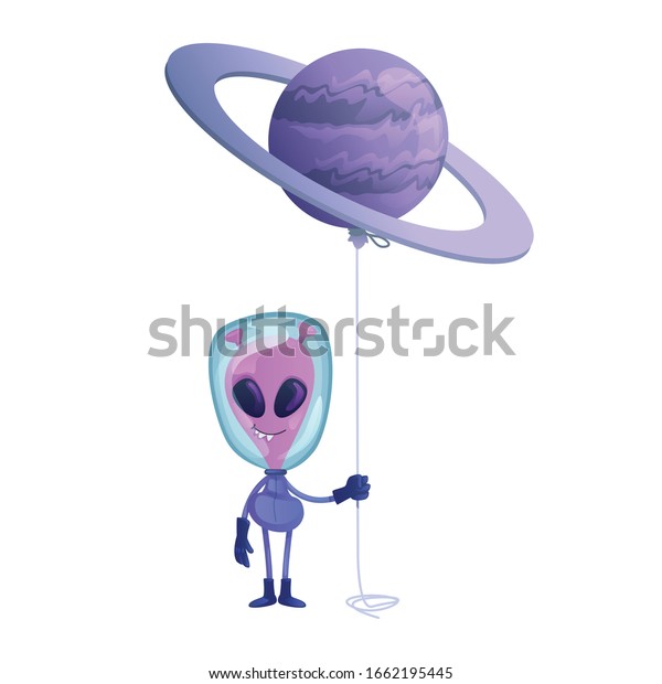 Alien Planet Balloon Flat Cartoon Vector Stock Vector (Royalty Free ...