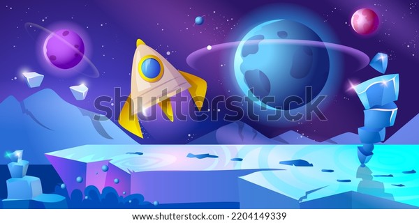 Alien Planet Landscape Space Game Background Stock Vector (Royalty Free ...