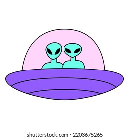Alien Ship Couple Cute Aliens Vector Stock Vector (Royalty Free ...
