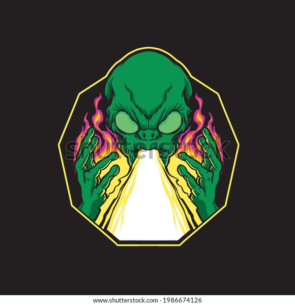 Alien Shooting Laser Illustration Stock Vector (Royalty Free ...