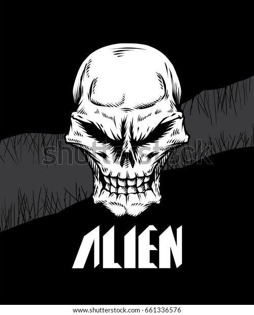 Alien Skull Vector Art Tshirt Illustration Stock Vector (Royalty Free ...
