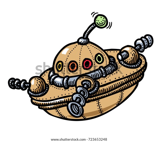 Alien Spaceship Cartoon Image Artistic Freehand Stock Vector (Royalty ...
