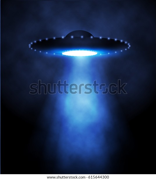 Alien Spaceship Light Beam Fog Ufo Stock Vector (Royalty Free) 615644300