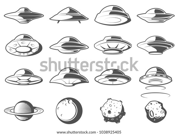 Alien Spaceship Spacecrafts Ufo Set Cosmic Stock Vector (Royalty Free ...