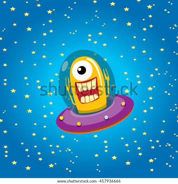 Alien Spaceship Ufo Orange Alien Space Stock Vector (Royalty Free ...