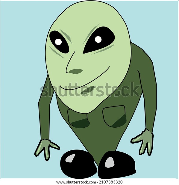 Alien Stands Smirking Straight Stock Vector (Royalty Free) 2107383320 ...