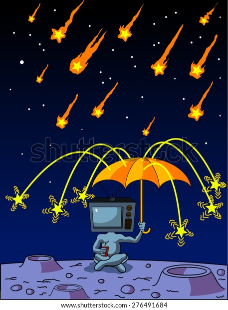Alien Tv Head Meteor Shower Stock Vector (Royalty Free) 276491684 ...