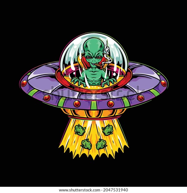Alien Ufo Smoking Blunt Take Nug Stock Vector (Royalty Free) 2047531940 ...
