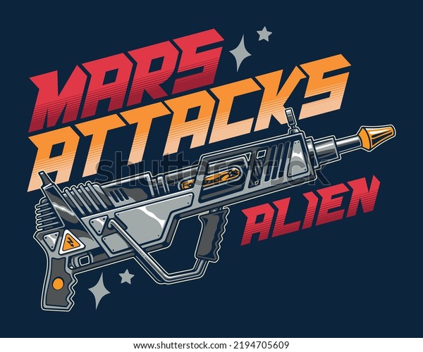 Alien Weapon Colorful Vintage Element Space Stock Vector (Royalty Free ...