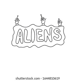 Aliens Handwritten Calligraphy Vector Illustration Black Stock Vector ...