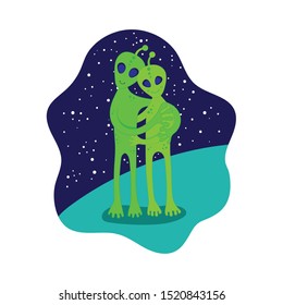Aliens Hug Love Space Vector Image: vector de stock (libre de regalías ...