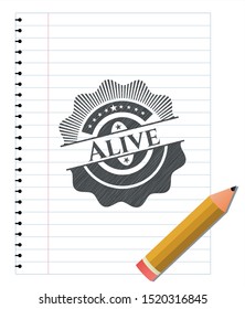 Alive Emblem Drawn Pencil Vector Illustration Stock Vector (Royalty ...