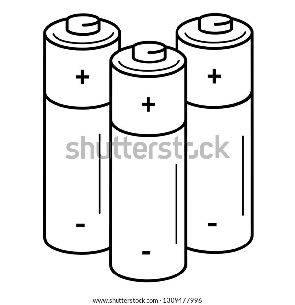 Alkaline Batteries Vector Outline Icon Isolated Stock Vector (Royalty ...