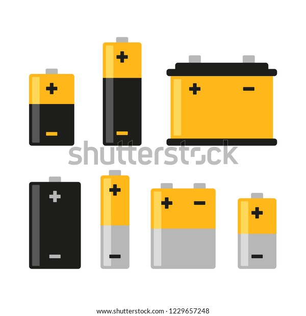 Alkaline Battery Icons Set On White Stock Vector (Royalty Free) 1229657248