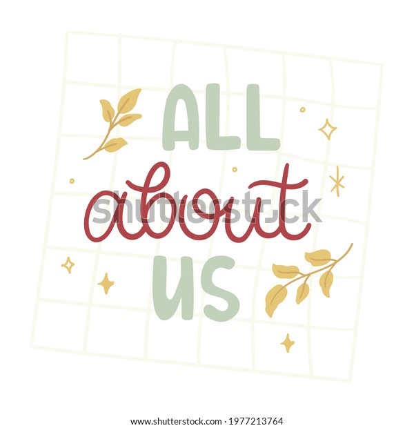 All About Us Handdrawn Lettering Quote: vector de stock (libre de ...
