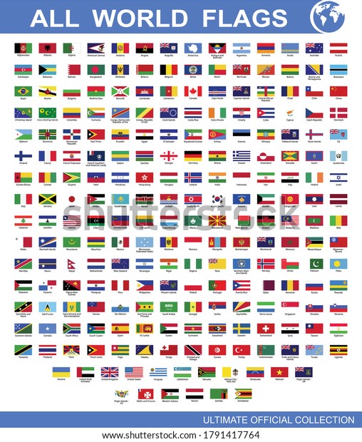 All Countries Flags Official World Collection: เวกเตอร์สต็อก (ปลอดค่า ...