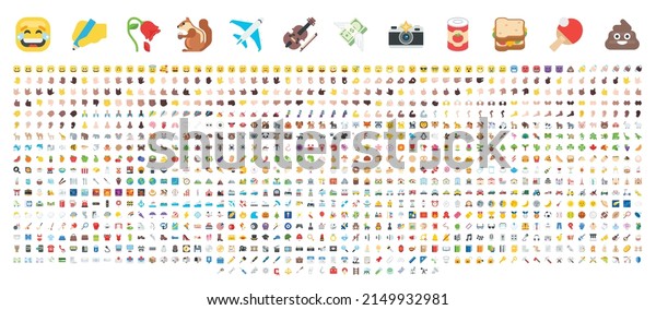 All Emoticons One Big Collection Emoji Stock Vector (Royalty Free ...