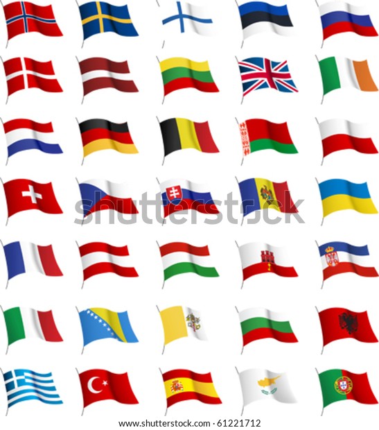All European Flags All Elements Textures Stock Vector (Royalty Free ...