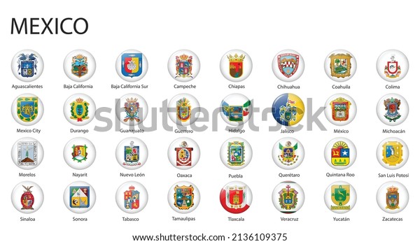 All Flags Regions Mexico Glossy Button Stock-vektor (royaltyfri ...